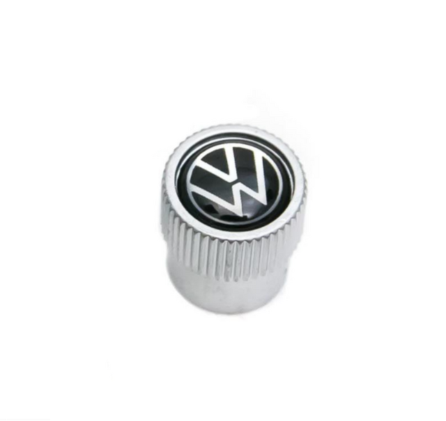 Genuine VW Valve Stem Caps - Black On Silver 4 Pack New Logo 000071215J ...