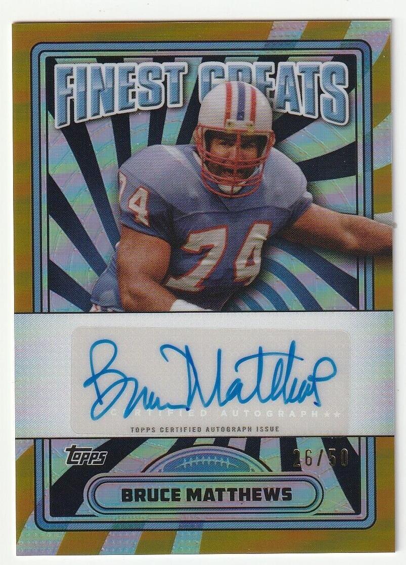 2024 Topps Finest - Finest Greats Autographs Bruce Matthews #FG-BM Gold ...