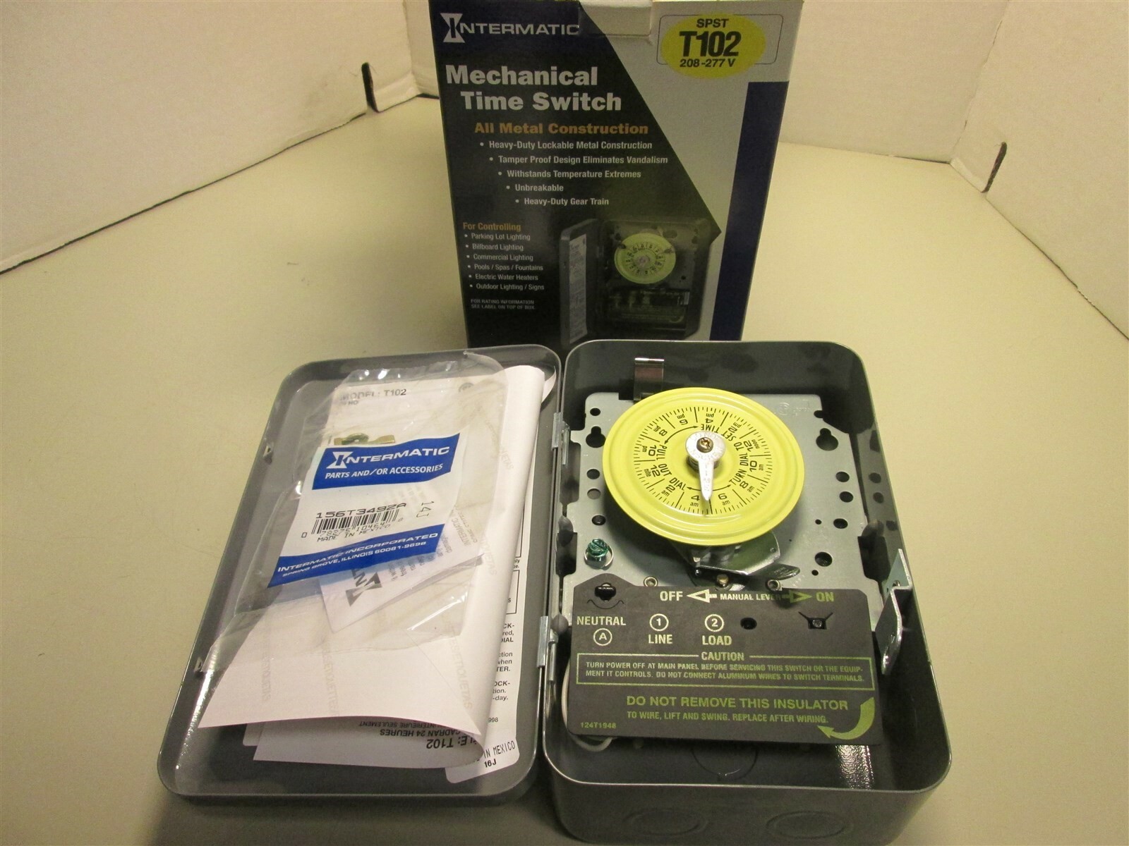 INTERMATIC T102 Electromechanical Timer 24-Hour 1 Poles 208-277VAC 40 ...