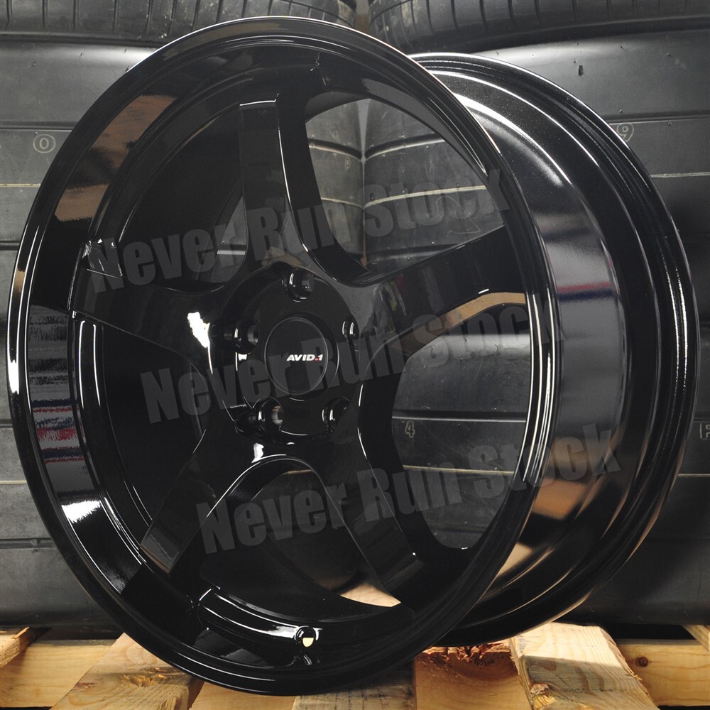 AVID.1 AV-28 18x9.5 5x114.3 +35 OFFSET GLOSS BLACK 5 SPOKES SPORT 4 ...