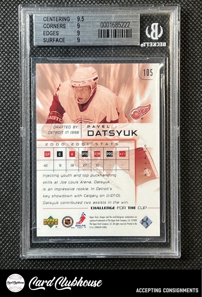 2001-02 Upper Deck Challenge for the Cup RC /1000 #105 Pavel Datsyuk ...