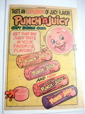1983 Color Ad Punch 'n Juicy Soft Bubble Gum Taste An Explosion of ...