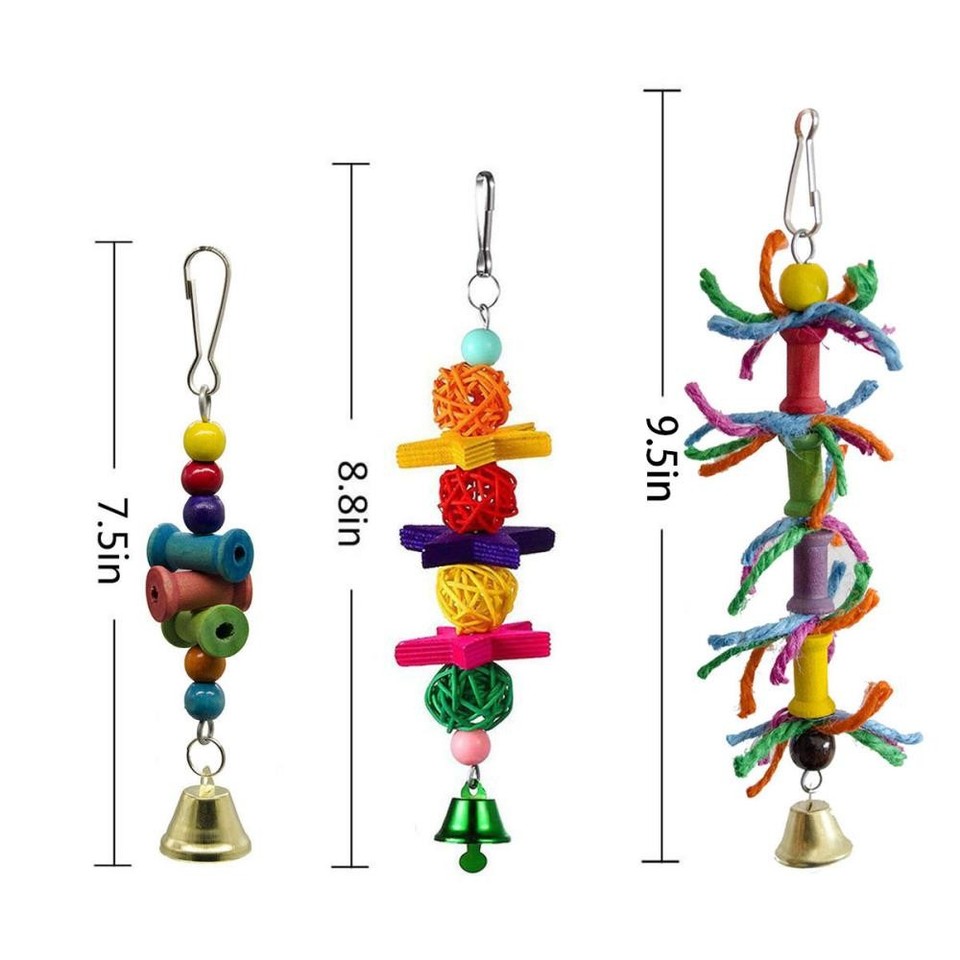 10-piece small parrot toy bird toy set ladder mirror bell string new ...