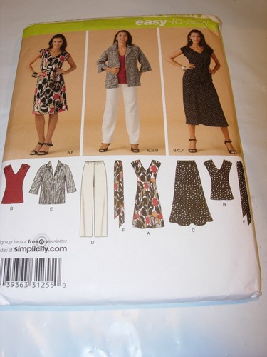 WOMENS UNCUT SIMPLICITY 3506 Sewing Pattern SKIRT PANTS SHIRT DRESS ...