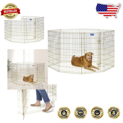 Durable Gold Zinc Dog Exercise Pen 24" W x 42" H - Perfect for Large ...