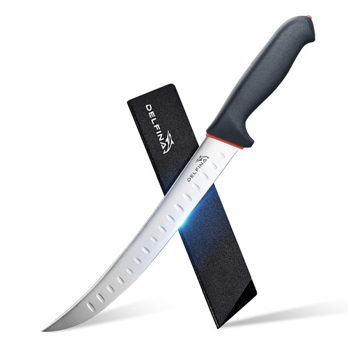 DELFINA Curved Breaking Knife 10 inch W/Sheath & SoftGrip Handle ...