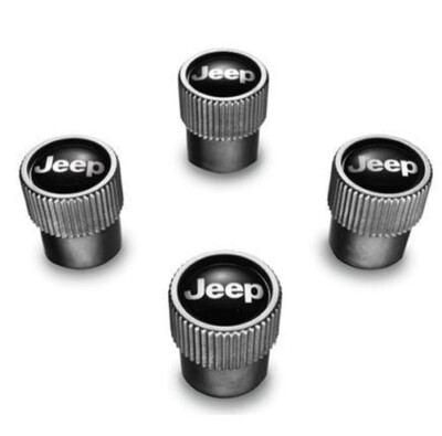 07-23 Jeep Chrome & Black Jeep Valve Stem Caps Factory Mopar OEM New ...