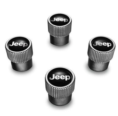 07-23 Jeep Chrome & Black Jeep Valve Stem Caps Factory Mopar OEM New ...