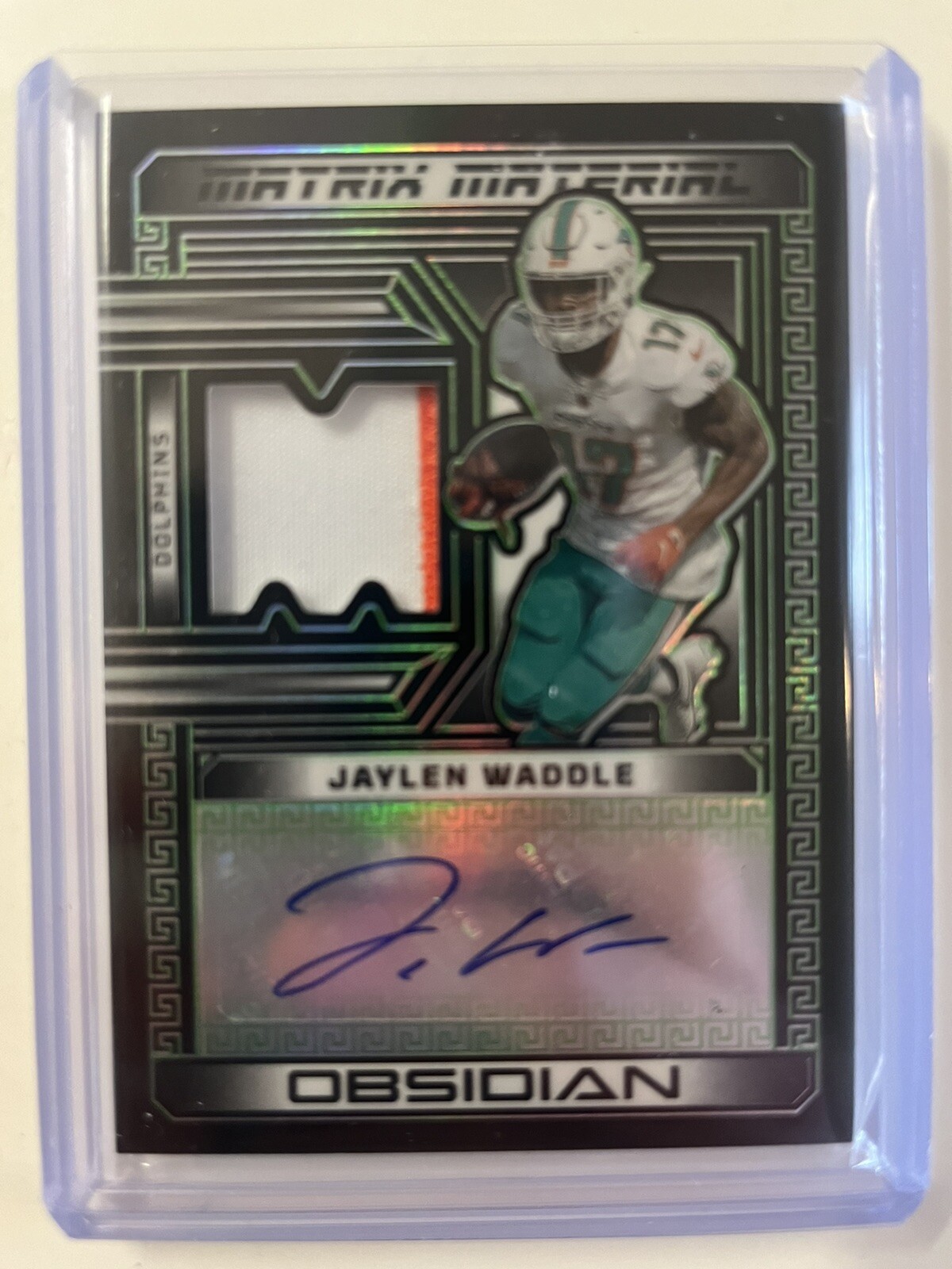 JAYLEN WADDLE 2023 Panini Obsidian Matrix Materials Green Etch Patch ...
