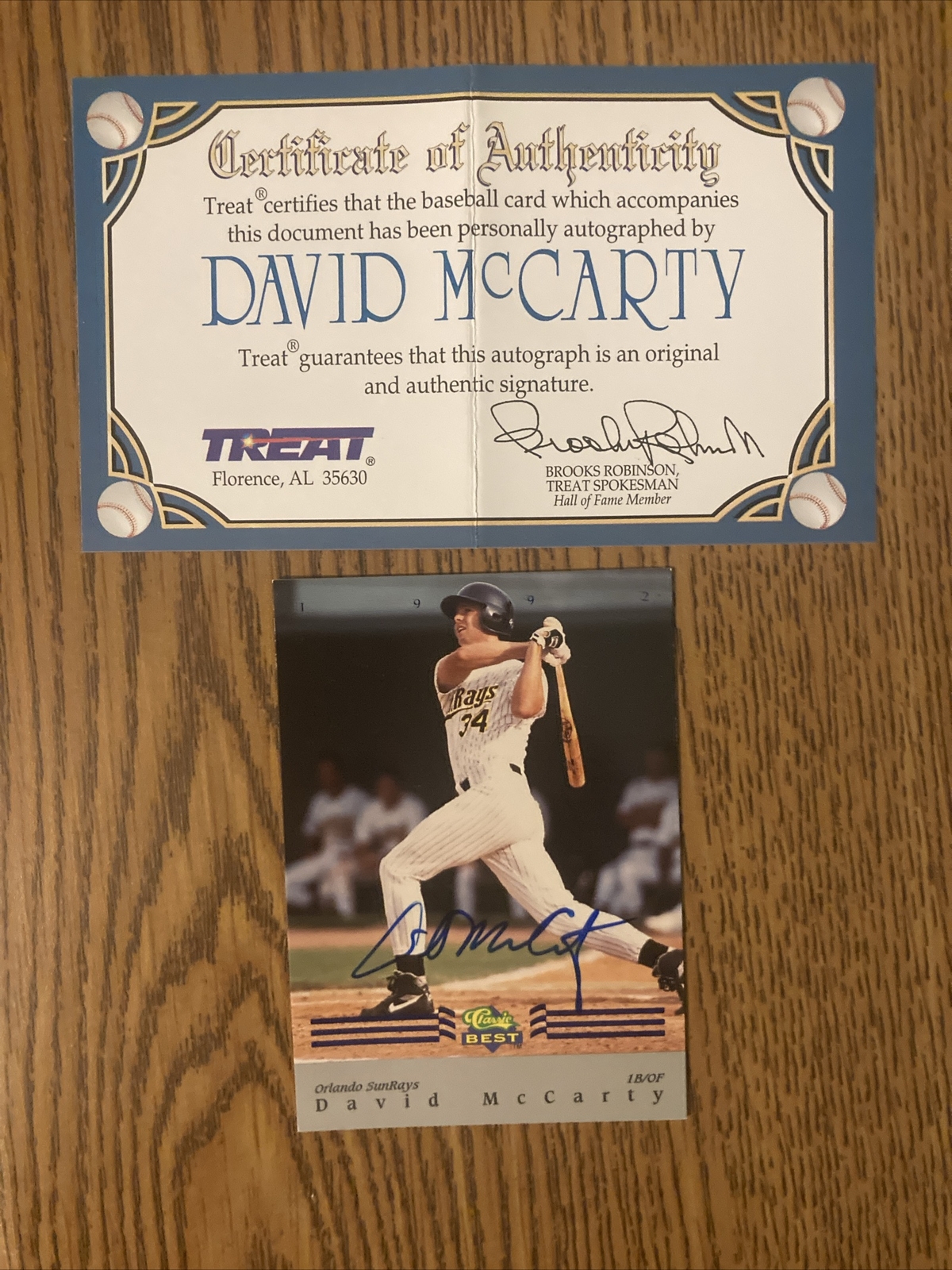 David McCarty 1992 Classics Best Auto Rookie RC Certified COA Twins #1 ...