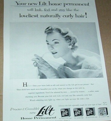 1954 print ad page - LILT home perms Pretty Lady hair Procter Gamble ...