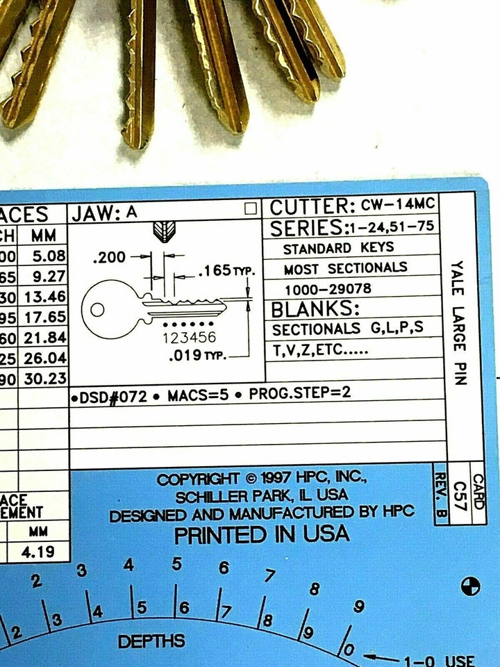 1 Yale Y1 999 Space And Depth Keys 5 Cut Blanks | eBay