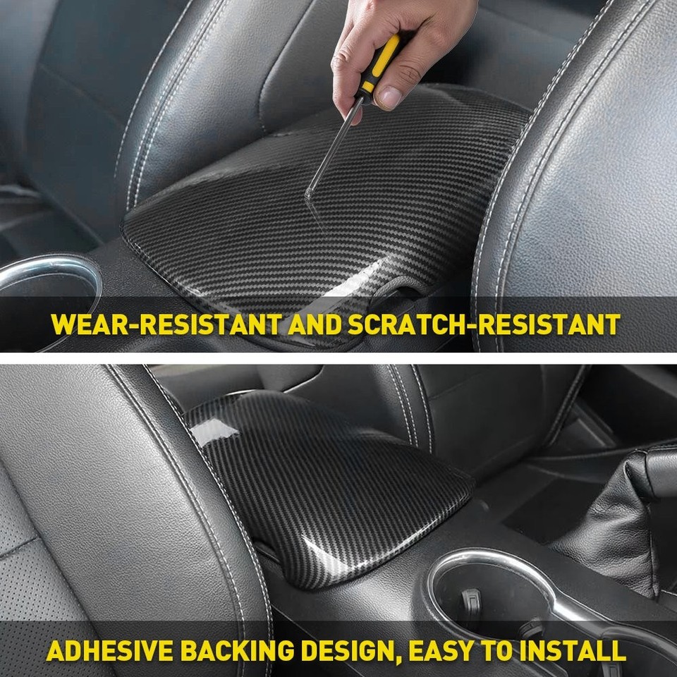 Carbon Fiber Armrest Box Storage Cover Trim Center Console Lid For Ford ...