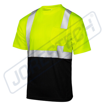 Hi Vis T Shirt ANSI Reflective Safety Short Sleeve two tone class 2 ...