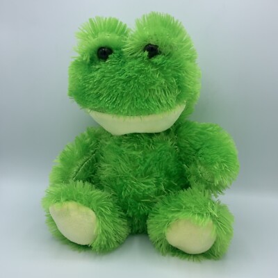 Green/yellow Fuzzy Frog plush 11” A&A Global Stuffed animal toy! | eBay
