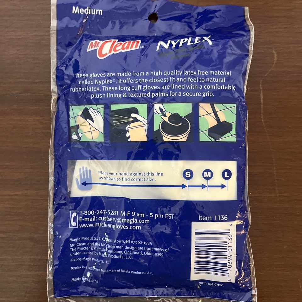 VTG Mr. Clean Nyplex Soft Flock Lined Latex-Free Gloves Medium NIP | eBay