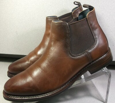201302 PFBT50 RALEIGH MEN SHOE 9.5 M TAN LEATHER CHELSEA BY JOHNSTON ...
