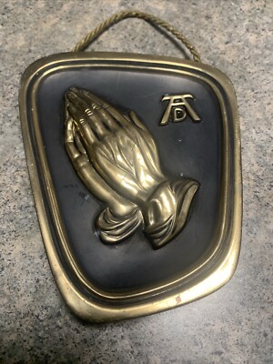 Vintage Plaque '60s Praying Hands Durer Initials Gilded Brass Black ...