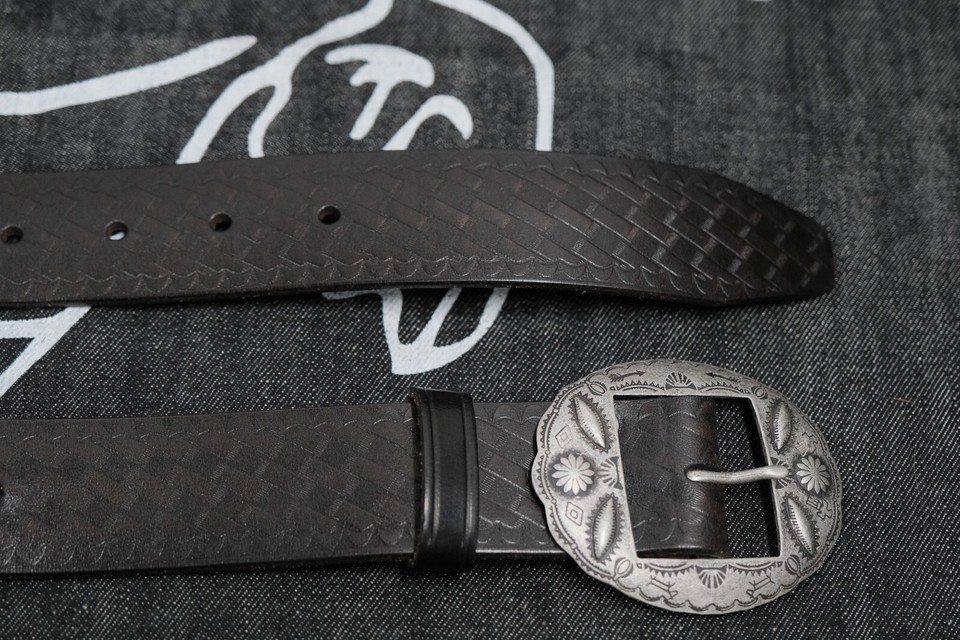 RRL Double RL Distressed Studded Leather Western Belt | eBay