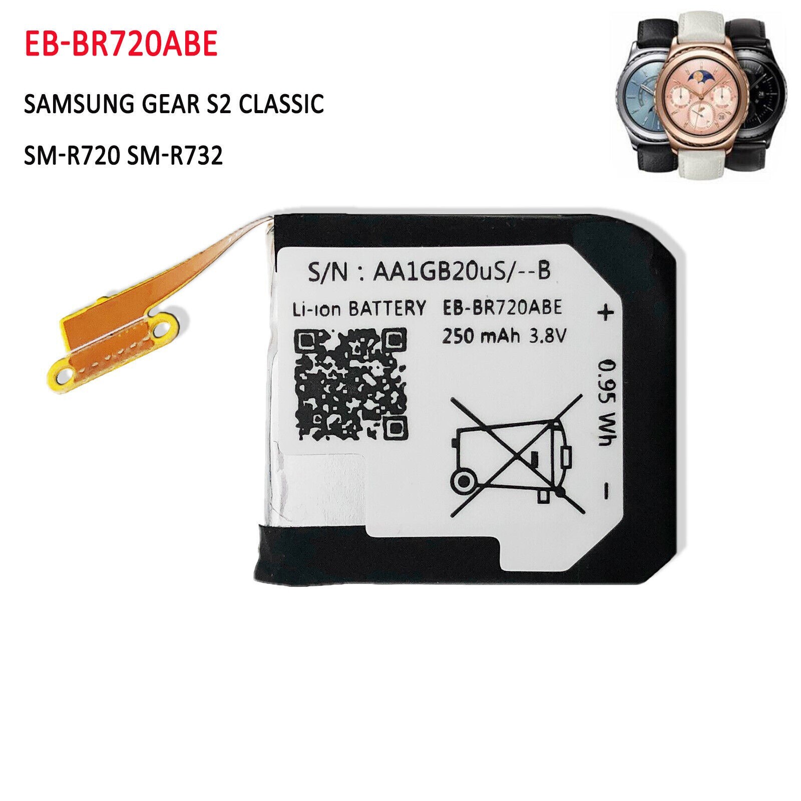 New Battery EB-BR720ABE For Samsung Gear S2 Classic SM-R720 SM-R732 ...