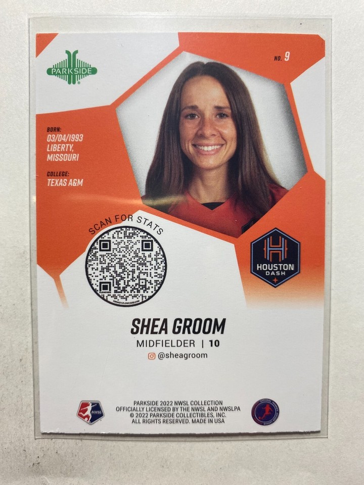 Shea Groom 2022 Houston Dash #9 Parkside NWSL Card | eBay