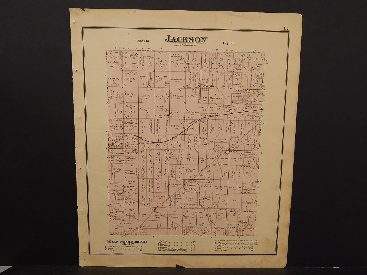 Ohio Ashland County Map Jackson Township 1874 L9#34 | eBay