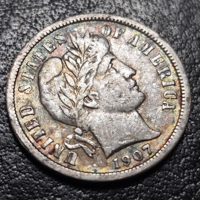 1907 Barber Dime Toned!!! Beautiful Coin!!! | eBay