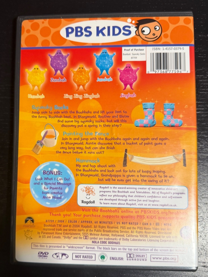 Boohbah Squeaky Socks DVD PBS Kids - Kids/Family | eBay