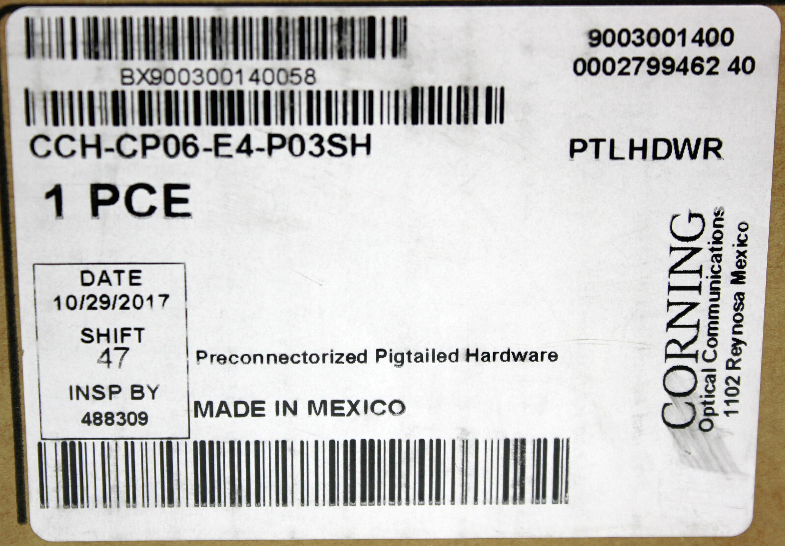 Corning CCH-CP06-E4-P03SH Closet Connector Housing Panel 6 Port W ...