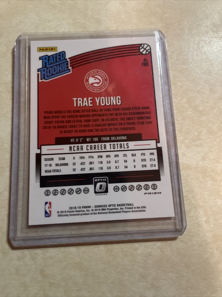2018-19 Panini Donruss Optic Trae Young Hyper Pink Rated Rookie #198 RC ...