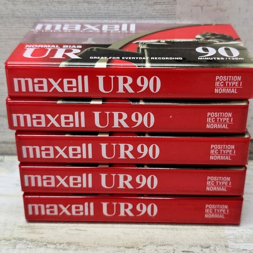 Lot of 5 Maxwell Audio Cassette Tapes UR 90 Minutes Normal Bias Blank ...