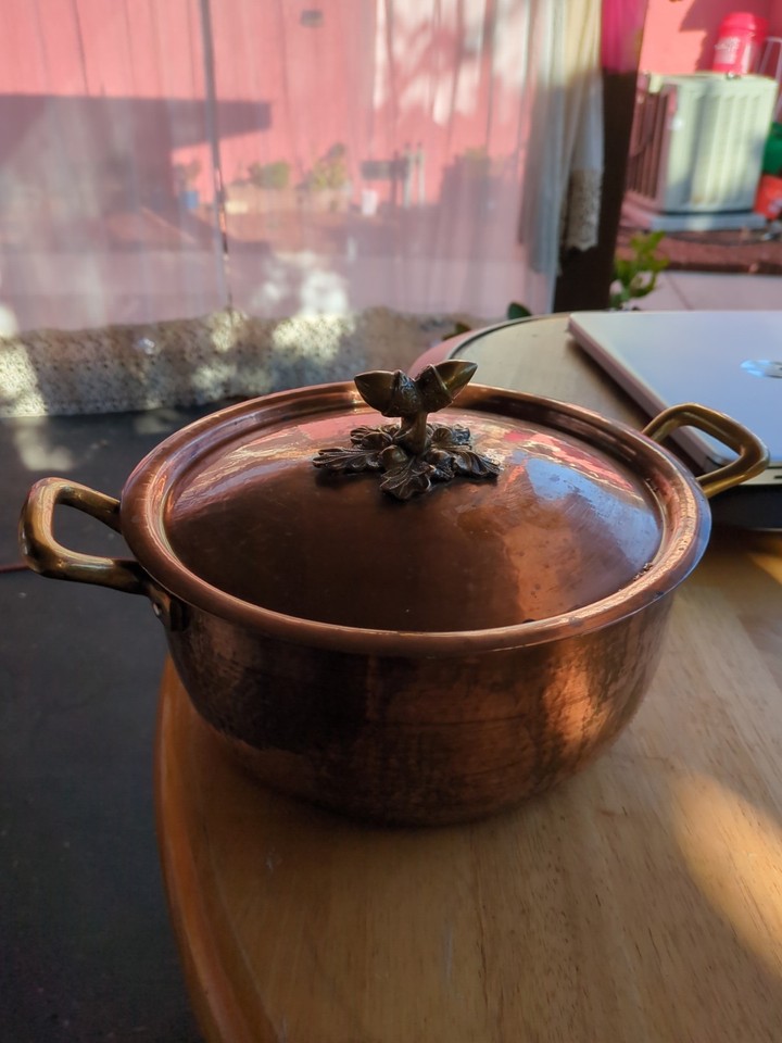 Vintage RUFFONI Historia Hammered Copper Stockpot w Nuts Lid 7 1/2 ...