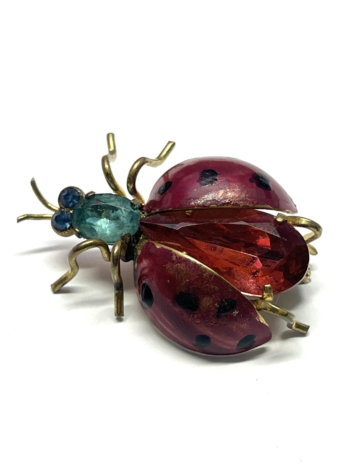 Vintage Czech Butterfly Bug Brooch Pin - Gem