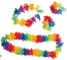4 pc Set Multi Color Lei head neck wrist Hawaiian luau summer party ...