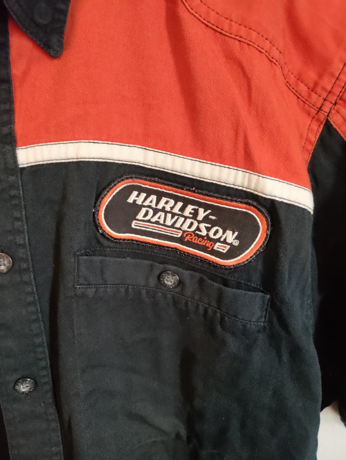 Mechanic Button Down Harley Davison Patches Shirt Embroidered Size ...
