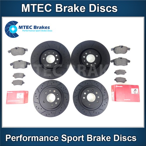 Astra Zafira VXR MTEC Dimpled Grooved Black Brake Discs Front Rear ...