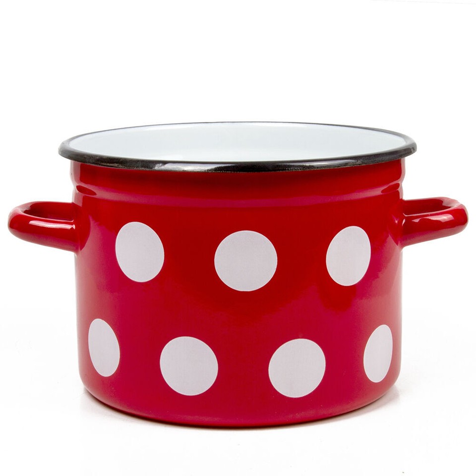 Polka Dot Enamel Stockpot Vintage Cooking Pot Enameled Soup Pot UKRAINE ...
