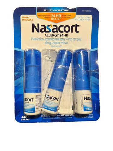 Nasacort Allergy 24 HR, 480 Metered Sprays 3 pack exp 4/26 41167580066 ...