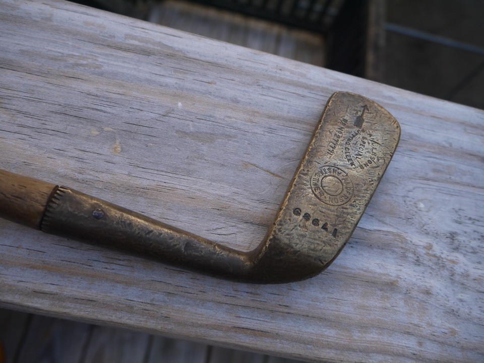 Antique Wood Shaft Andersons Scotland Patented Putting Cleek SF Brass ...