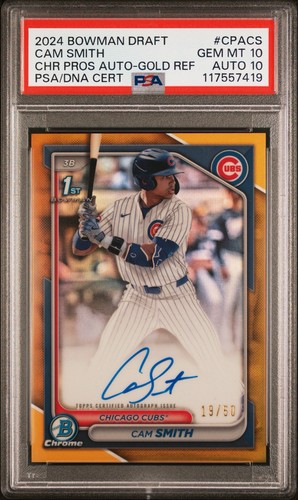 2024 Bowman Chrome Cam Smith True Gold Refractor Auto /50 PSA 10 | eBay