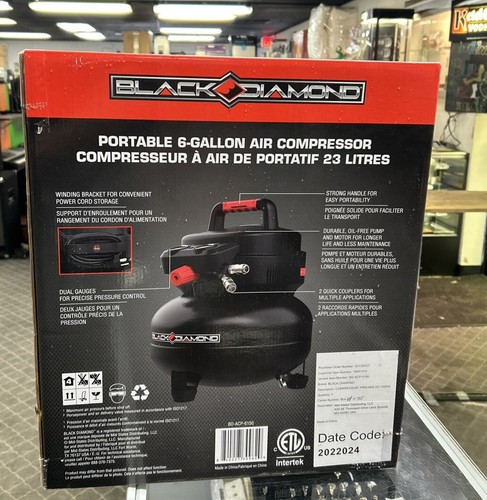 NEW Black Diamond Portable 6-Gallon Air Compressor BD-ACP-6150 (FREE S ...