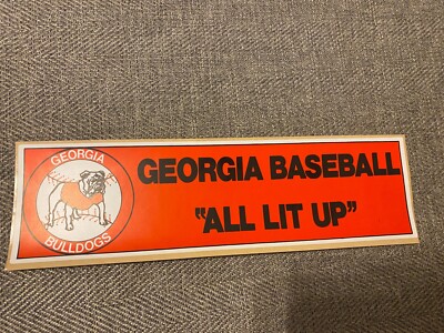 Vintage UGA Georgia Bulldogs Baseball Bumper Sticker 1980s All Lit Up ...