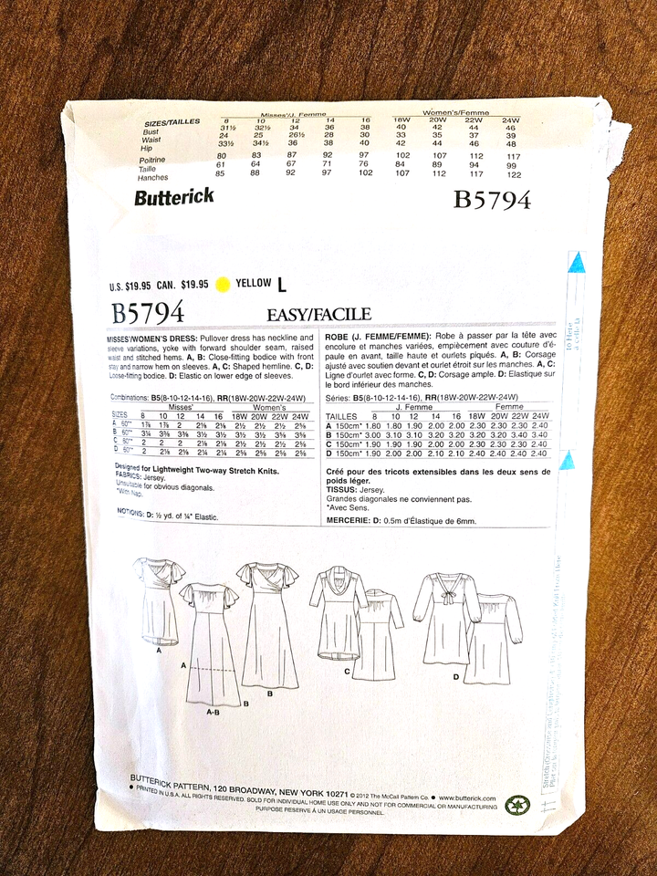Vogue "Basic Design" Dress Sewing Pattern 1532 - Sizes 18-20-22 | eBay