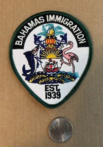 BAHAMAS IMMIGRATION Obsolete Defunct Patch 3.5” Free Shipping Rare Logo ...