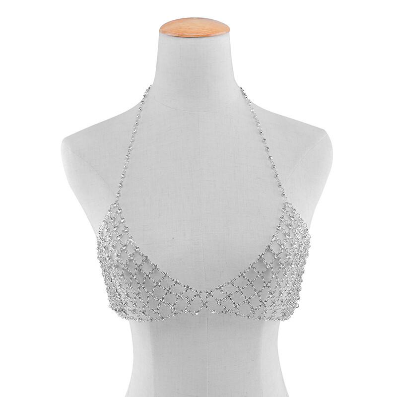 Crystal Bra Chain women Body Chain Beach Bikini Chest Tops Rhinestone ...