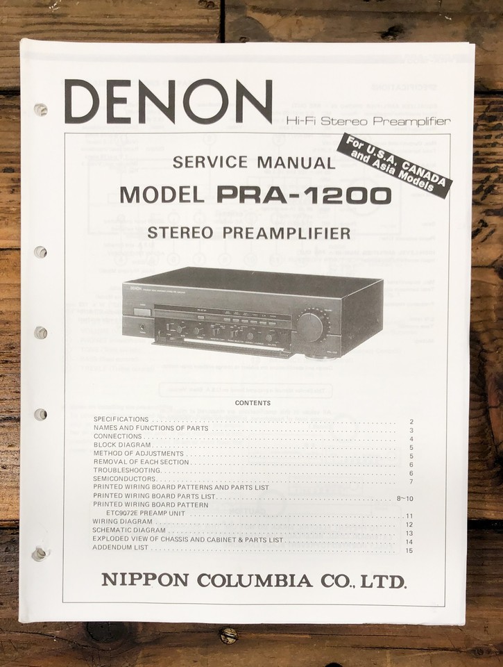 Denon PRA-1200 Preamp / Preamplifier Service Manual *Original* | eBay