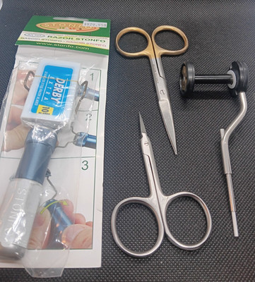 Stonfo razor trim tool, Mag Rite bobbin, large hair scissor, micro tip scissor. | eBay
