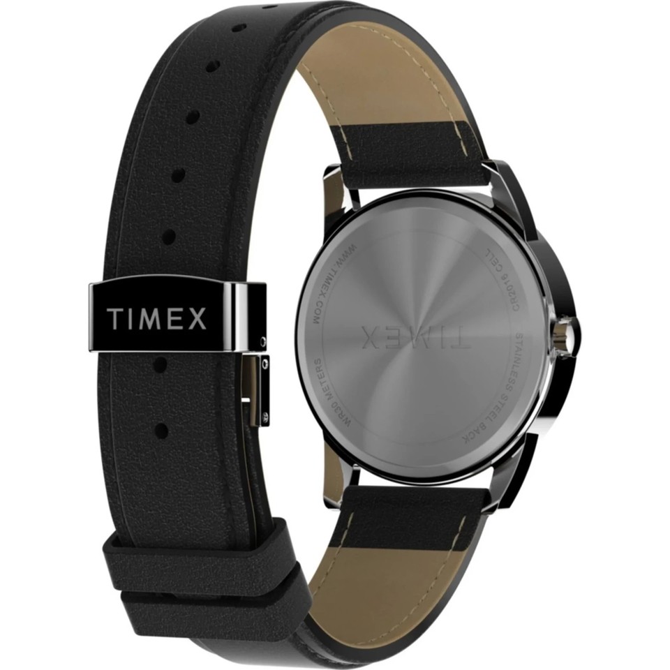 Timex Men's Easy Reader Watch 38MM Silver Case Black Strap White Dial ...
