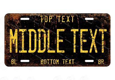 Rustic License Plate Black & Yellow Gold Personalized for Auto ATV ...