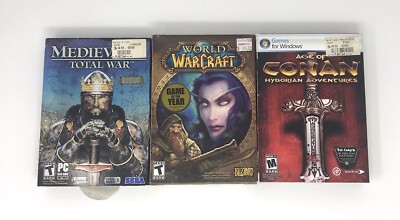 PC Game Lot World of Warcraft Medieval Total War Age of Conan CIB Not ...